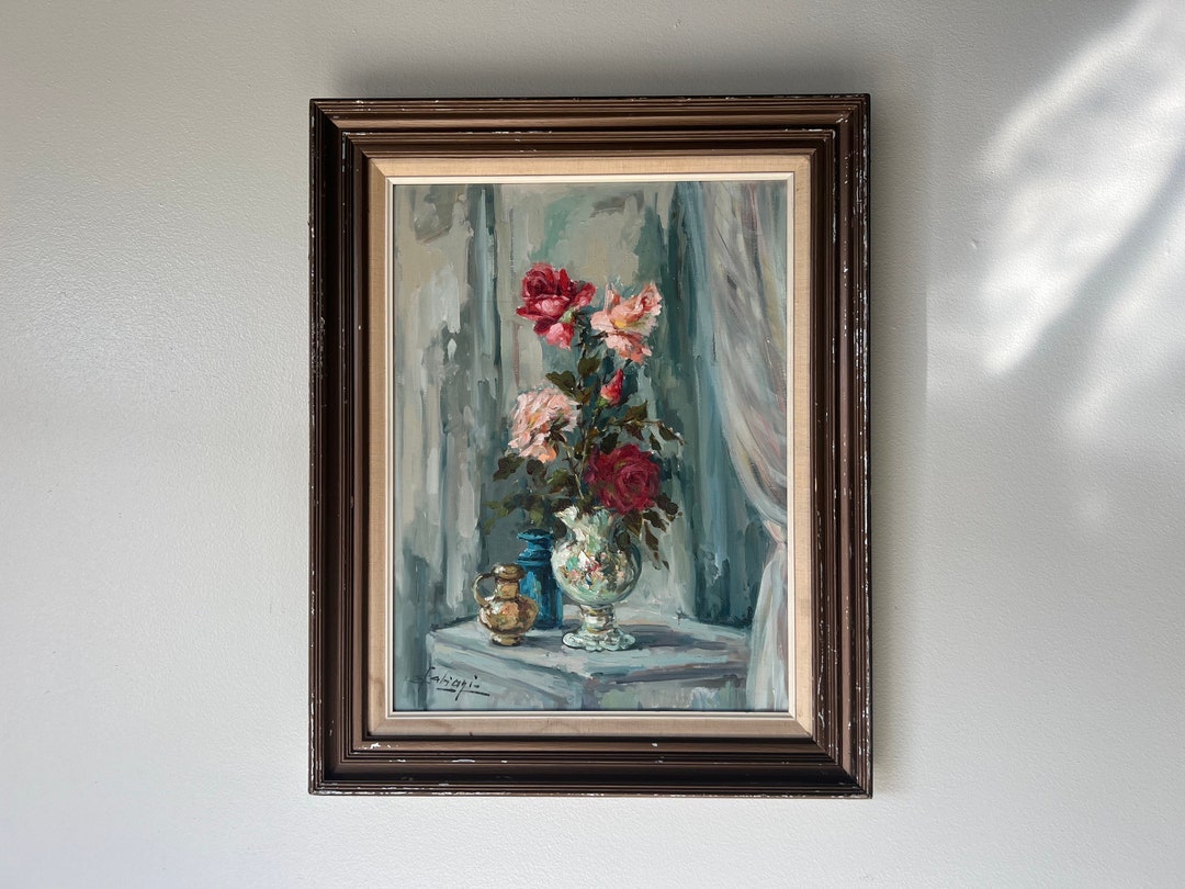 70's Elena Fabiani (livorno 1937 ) Still Life Oil on Canvas Painting ...