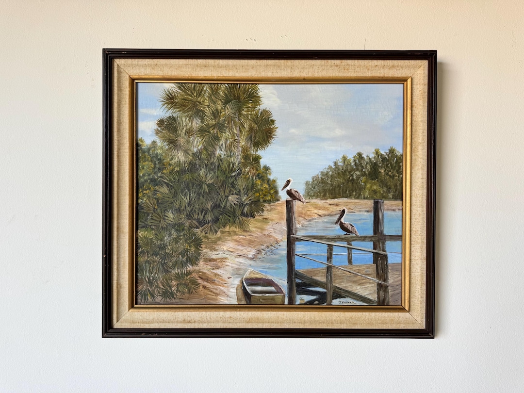 1970s Vintage Tropical Florida Landscape Oil Painting by J Kovach - Etsy