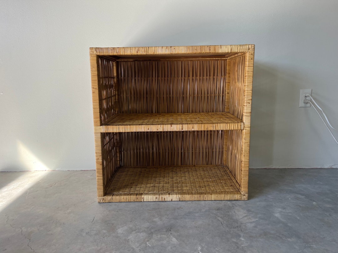 Vintage Coastal Wrapped Rattan Three - Tier Nightstand / Shelf - Etsy
