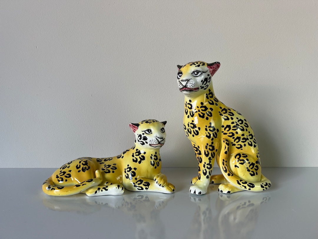 Vintage Ceramic Cheetah Figurines - a Pair - Etsy