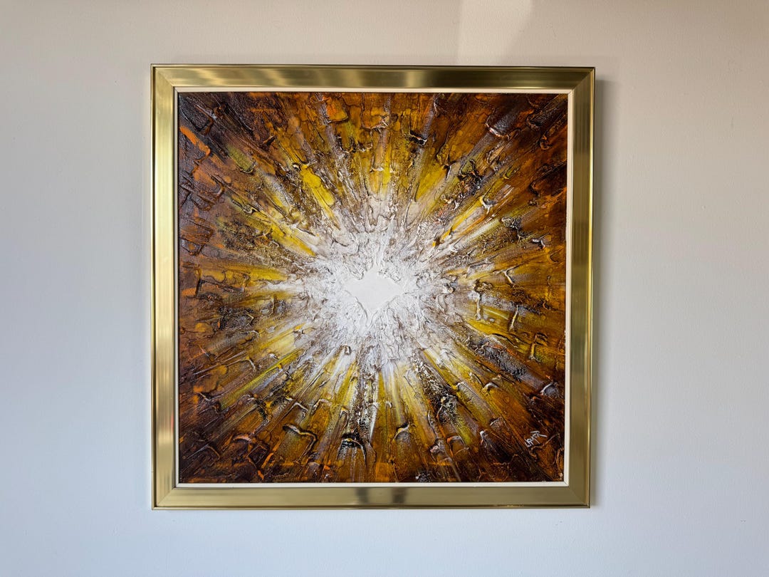 Mid-century Modern Heavy Impasto Abstract Acrylic Painting on Canvas by ...
