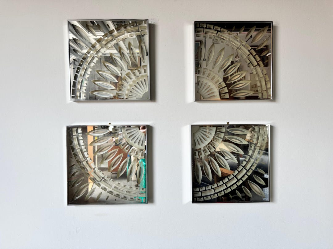 1973 Greg Copeland Chrome & Glass Wall Art Mirror - Set of 4 - Etsy