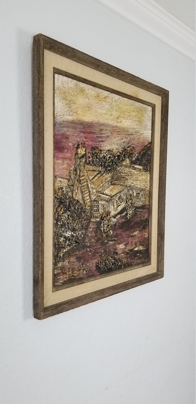 H. De Roche Brutalist Textured Abstract Landscape Painting . - Etsy