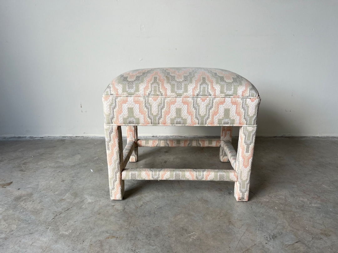 80's Postmodern Parsons Style Upholstered Ottoman - Etsy