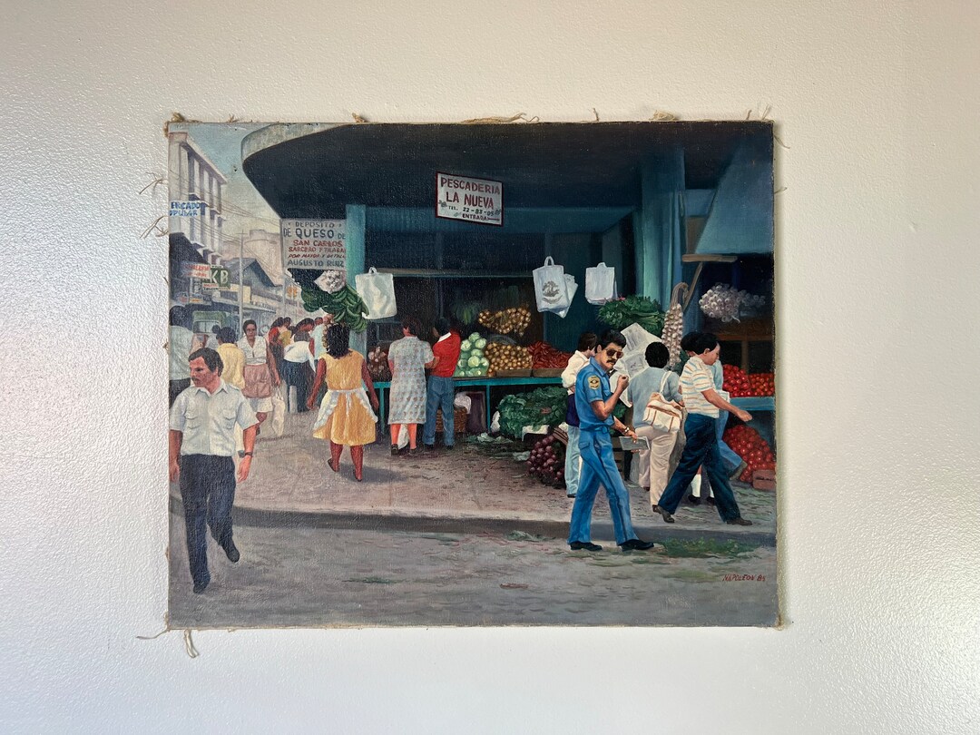 1980's Napoleon Havana Cuba Street Market Scene Oil Painting - Etsy