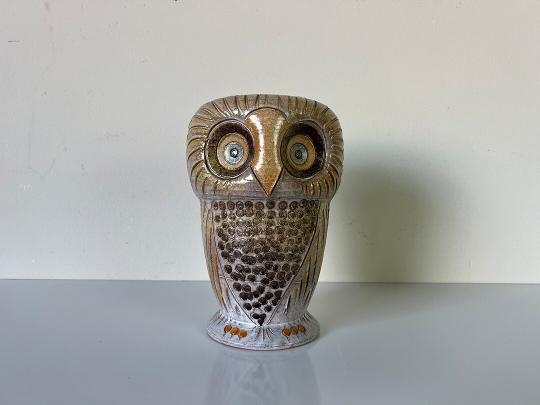 80's Vintage Handmade Ceramic Pottery Owl Sculpture - Etsy