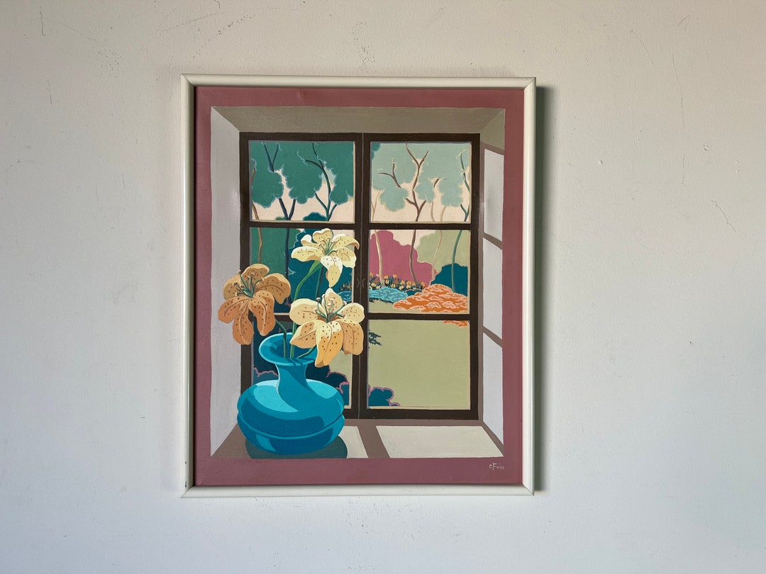 1980's C. Fein " Three Lilies " Modernist Painting, Framed - Etsy