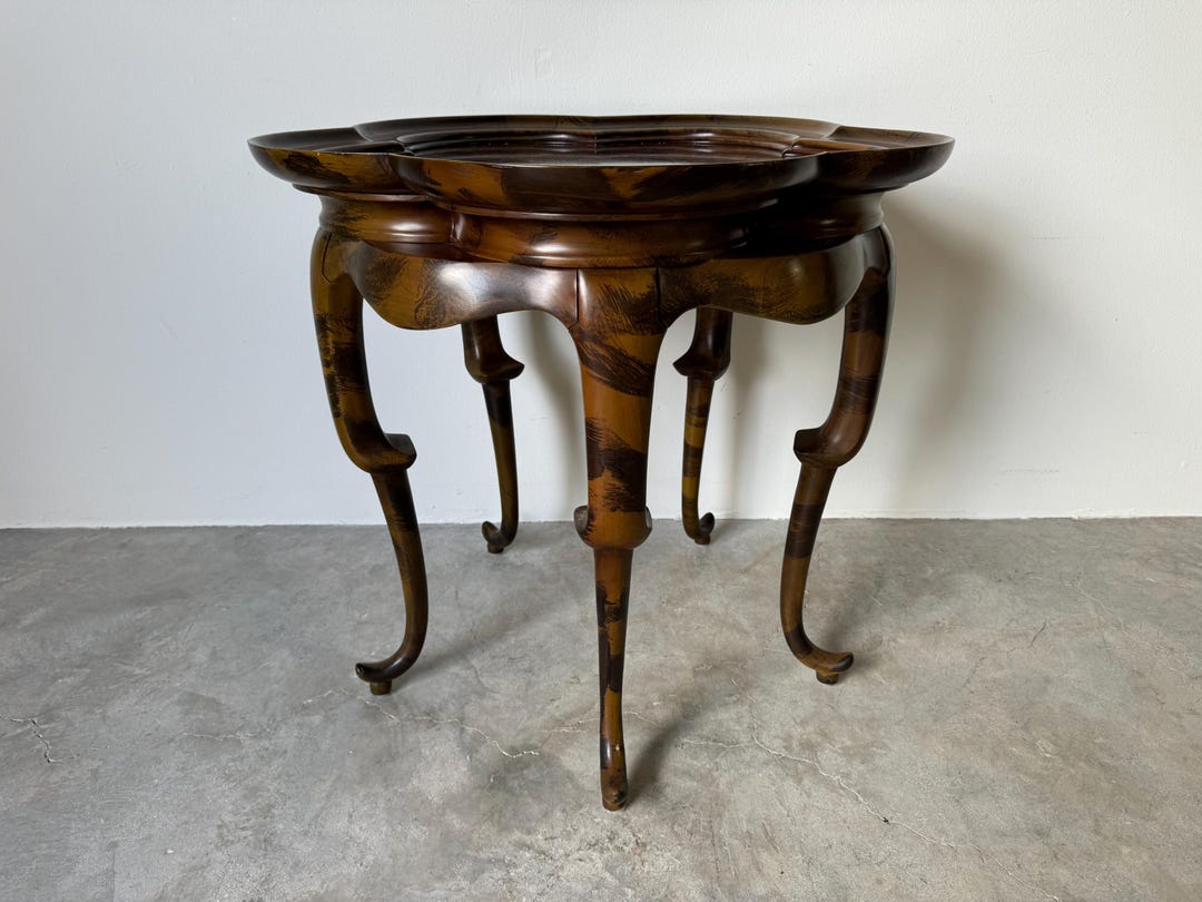 Vintage Henredon Faux- Tortoise Shell End Table With Scalloped Top - Etsy