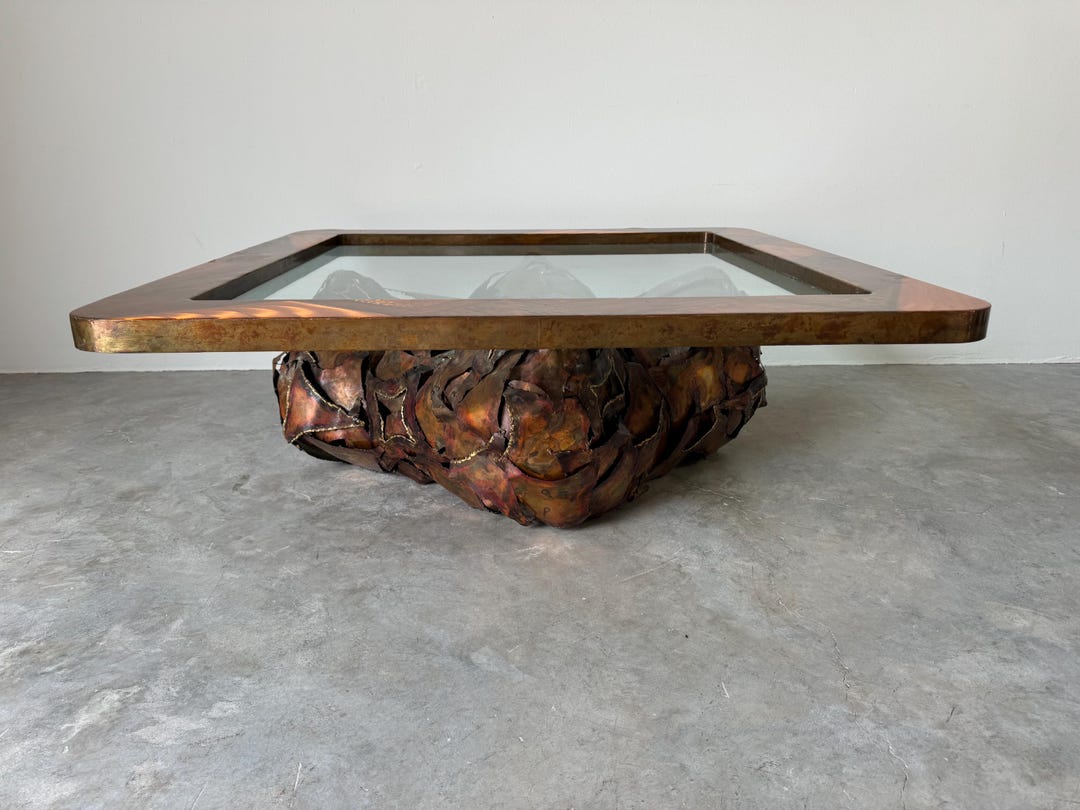 70's Mid-century Brutalist Torch-cut Copper Sculptural Coffee Table - Etsy