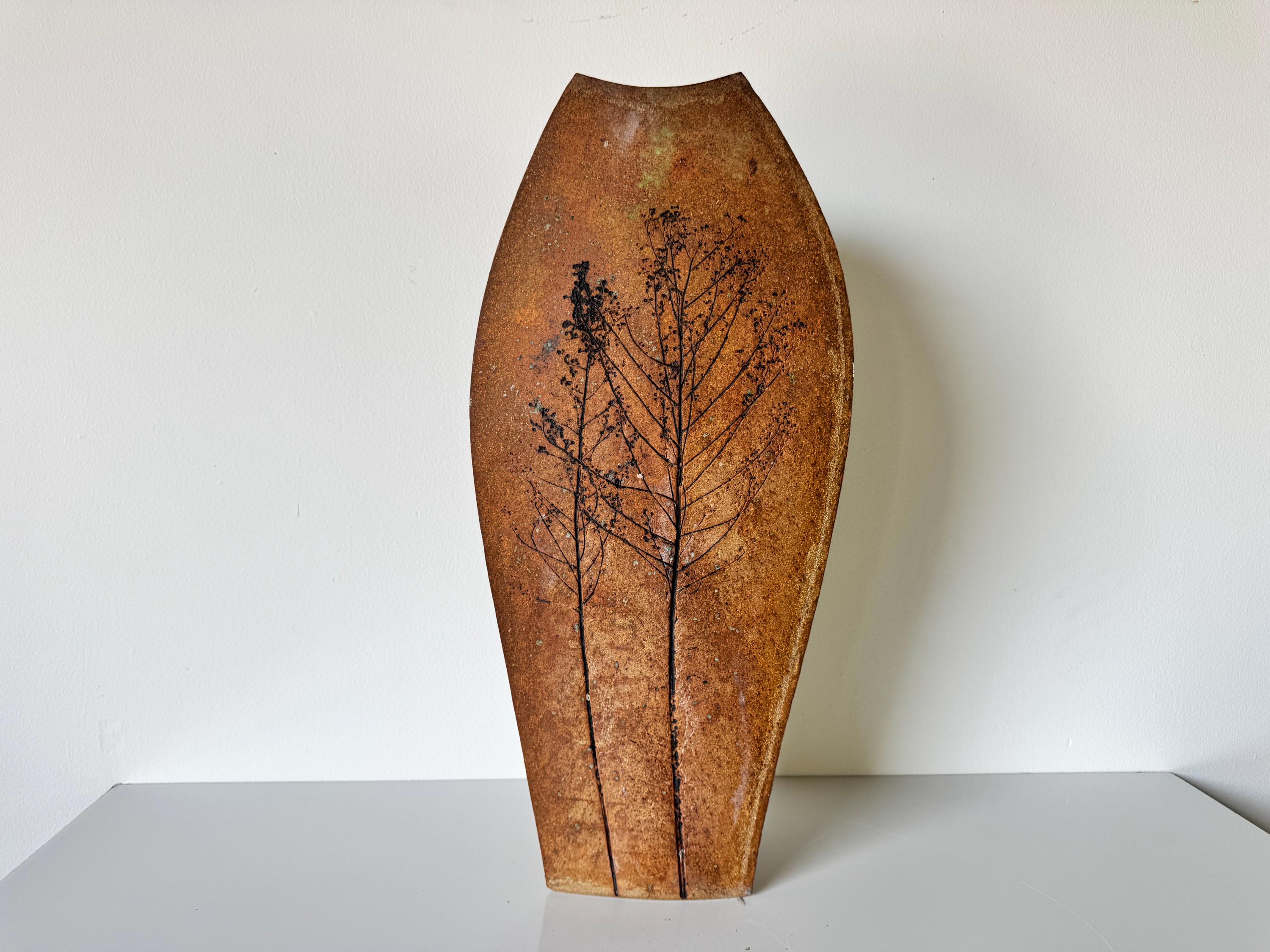 Large - Dennis Kirchmann Studio Art Pottery Triangular Slab Vase With ...