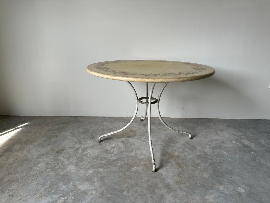 1980's Vintage Hand Painted Round Dining Table by Patina Furniture ...