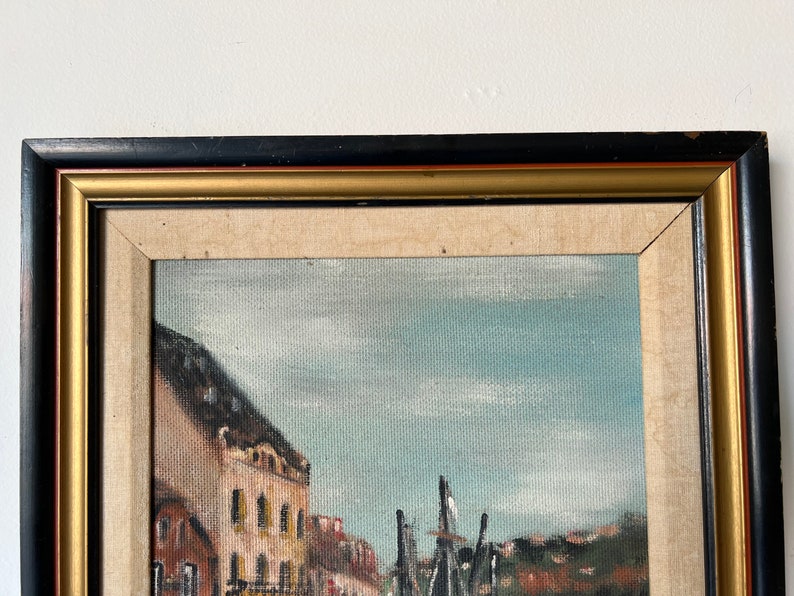 70's F. Rochelle Italian Village Corridor Harbor With Docked Boats ...