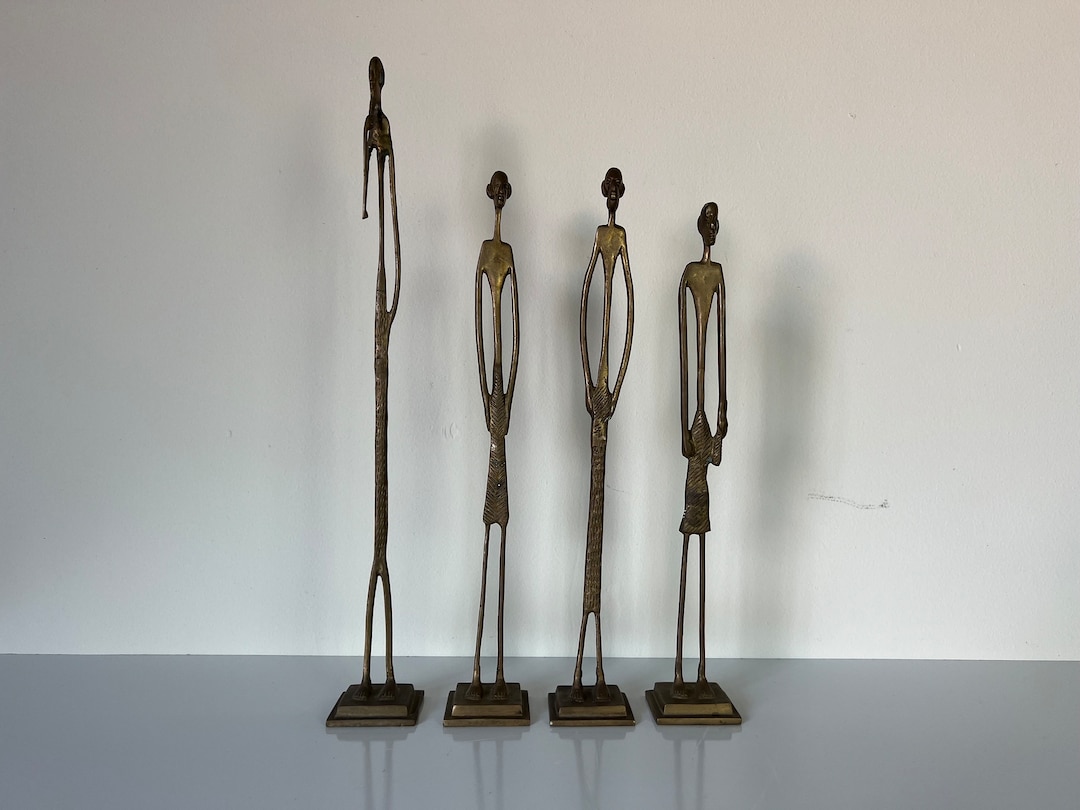 Vintage Elongated African Tribal Bronze Statues - Set of 4 - Etsy