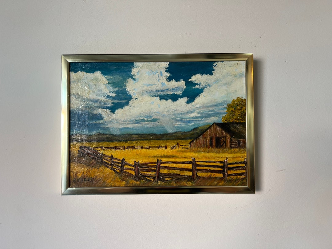 1970's Schafer Autumn Barn Landscape Oil Painting - Etsy