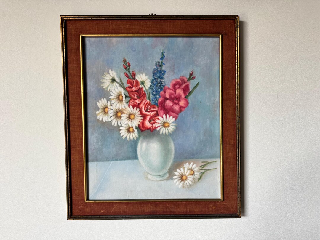1970s Vintage Still Life Floral Oil Painting on Canvas, Framed - Etsy