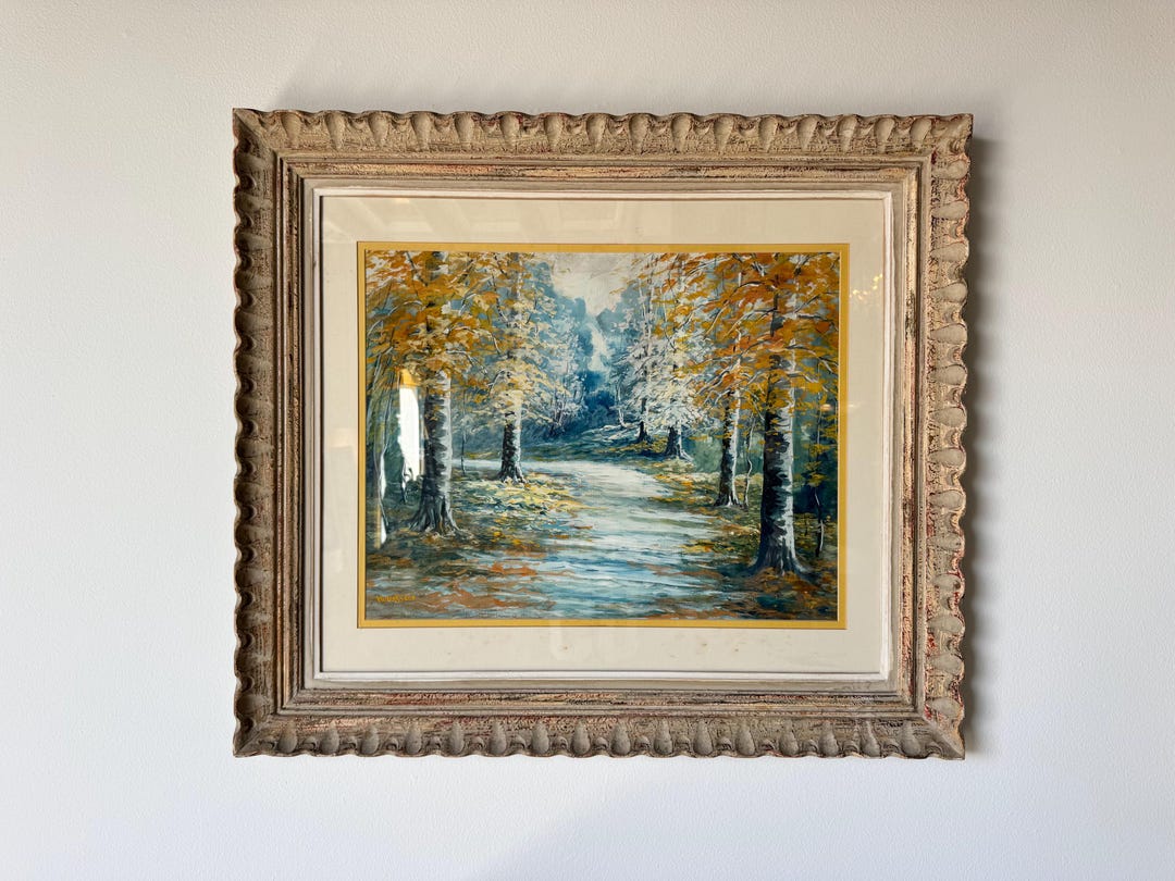 Vintage Walter Eyden Fall Landscape Gouache on Paper Painting, Framed ...
