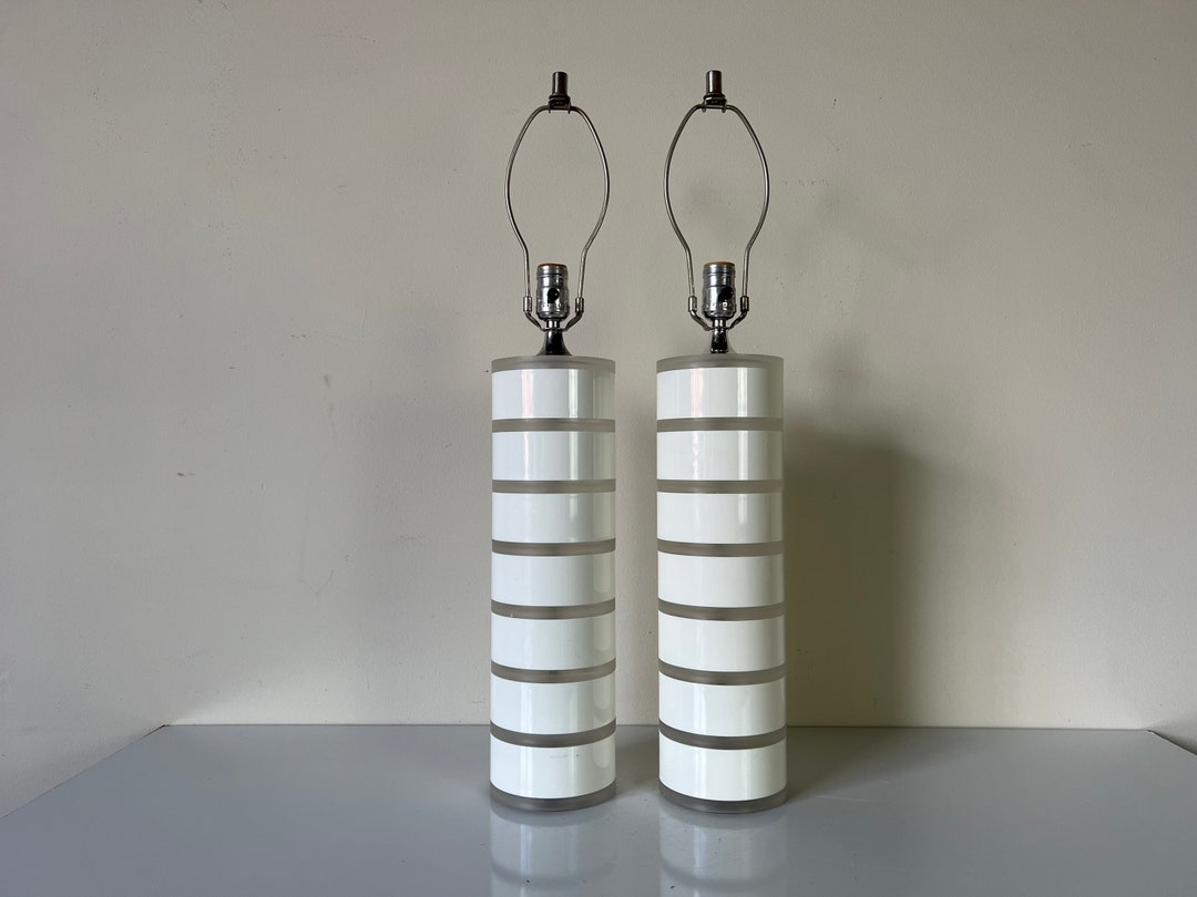 1980's Vintage Optique Lucite Disc Table Lamps a Pair - Etsy