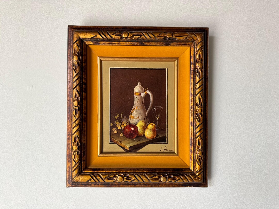 70's Vintage Still Life Oil on Canvas Painting by S. Pierre C. - Etsy