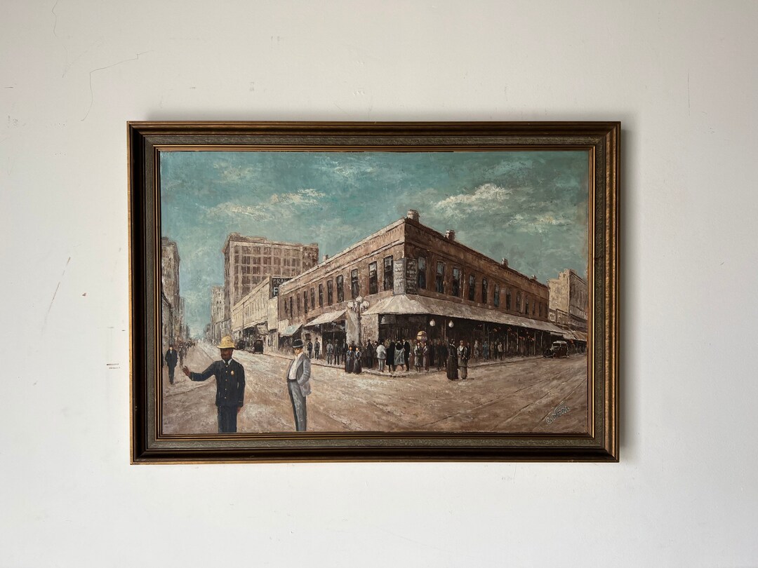 Vintage G. Neal Impressionist Streetscape Scene Oil on Canvas Painting ...