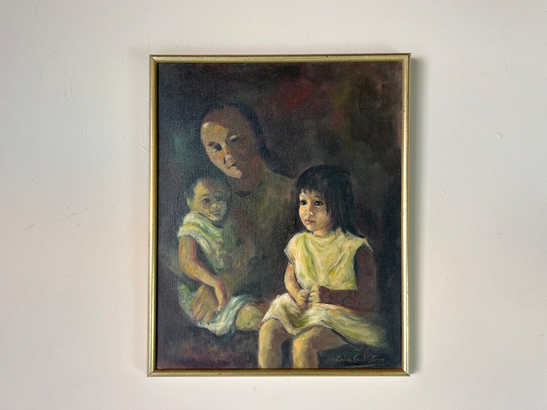 1970 Zelda Goldstein Woman W/ Two Children Oil Painting, Framed - Etsy