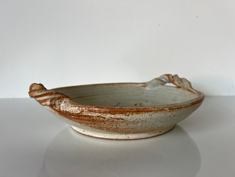 Vintage Organic Texture Studio Pottery Bowl W/ Handles, Signed - Etsy