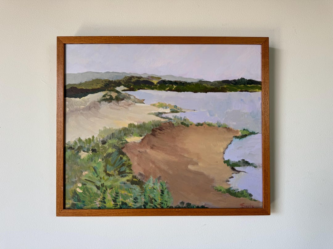 80’s Vintage Impressionist Lake Landscape Oil on Canvas Painting by ...