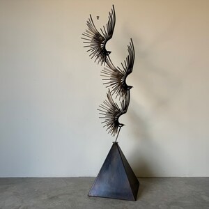 1976 Curtis Jere "three Birds in Flight" Metal Floor Sculpture - Etsy