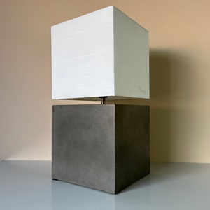 Modern Concrete Cube Table Lamp W/ Shade - Etsy