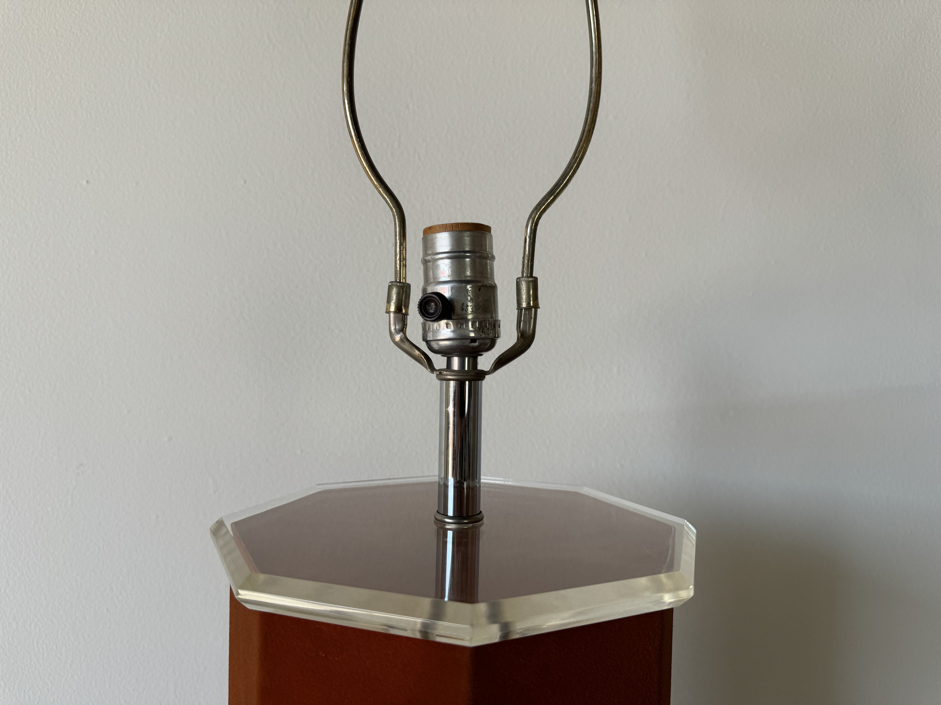Vintage Italian Lucite & Burnt Orange Suede Leather Wrapped Table Lamp ...