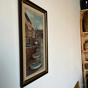 70's F. Rochelle Italian Village Corridor Harbor With Docked Boats ...