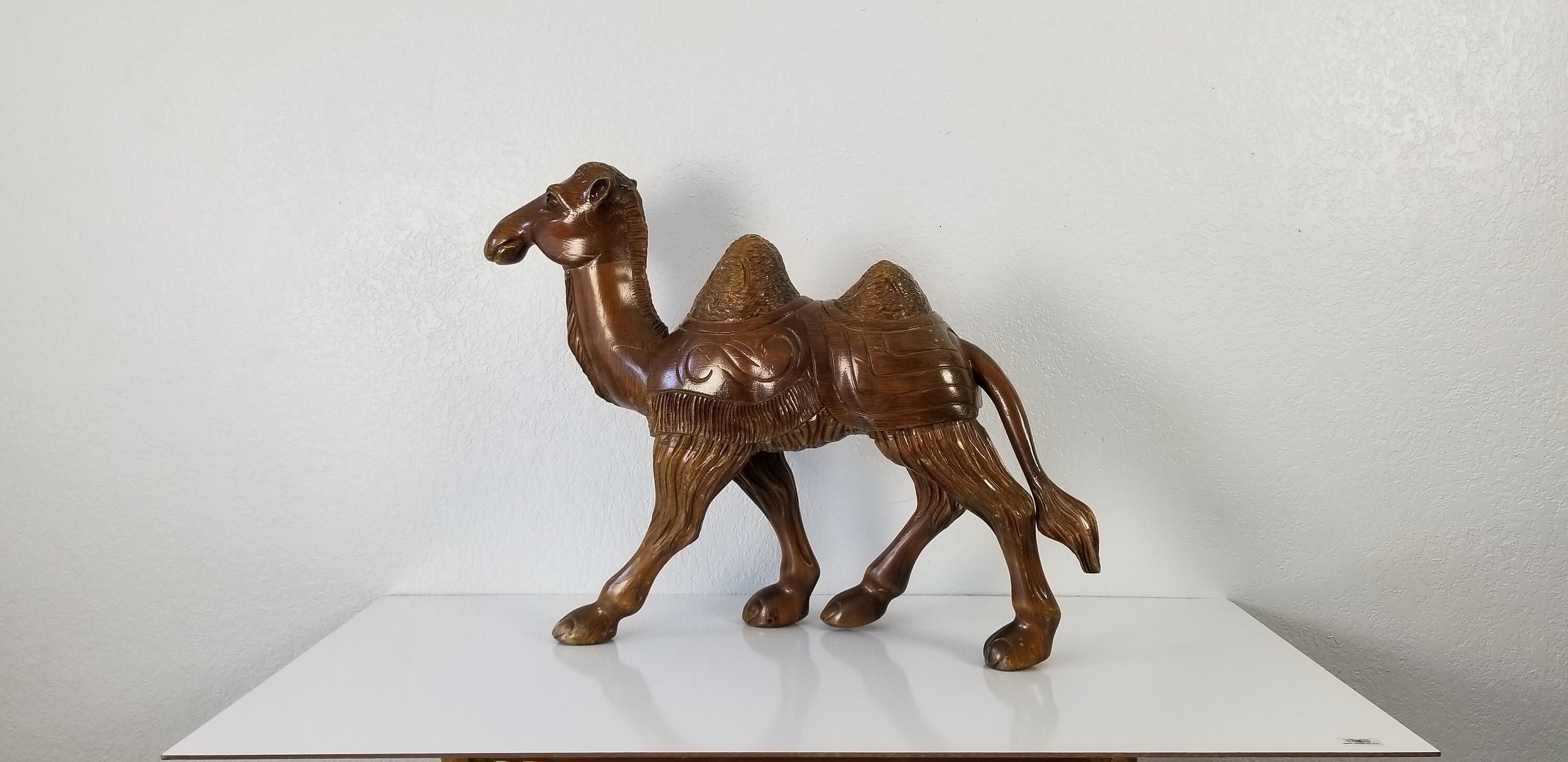 Vintage Hand Carved Wood Camel Sculpture . | Etsy