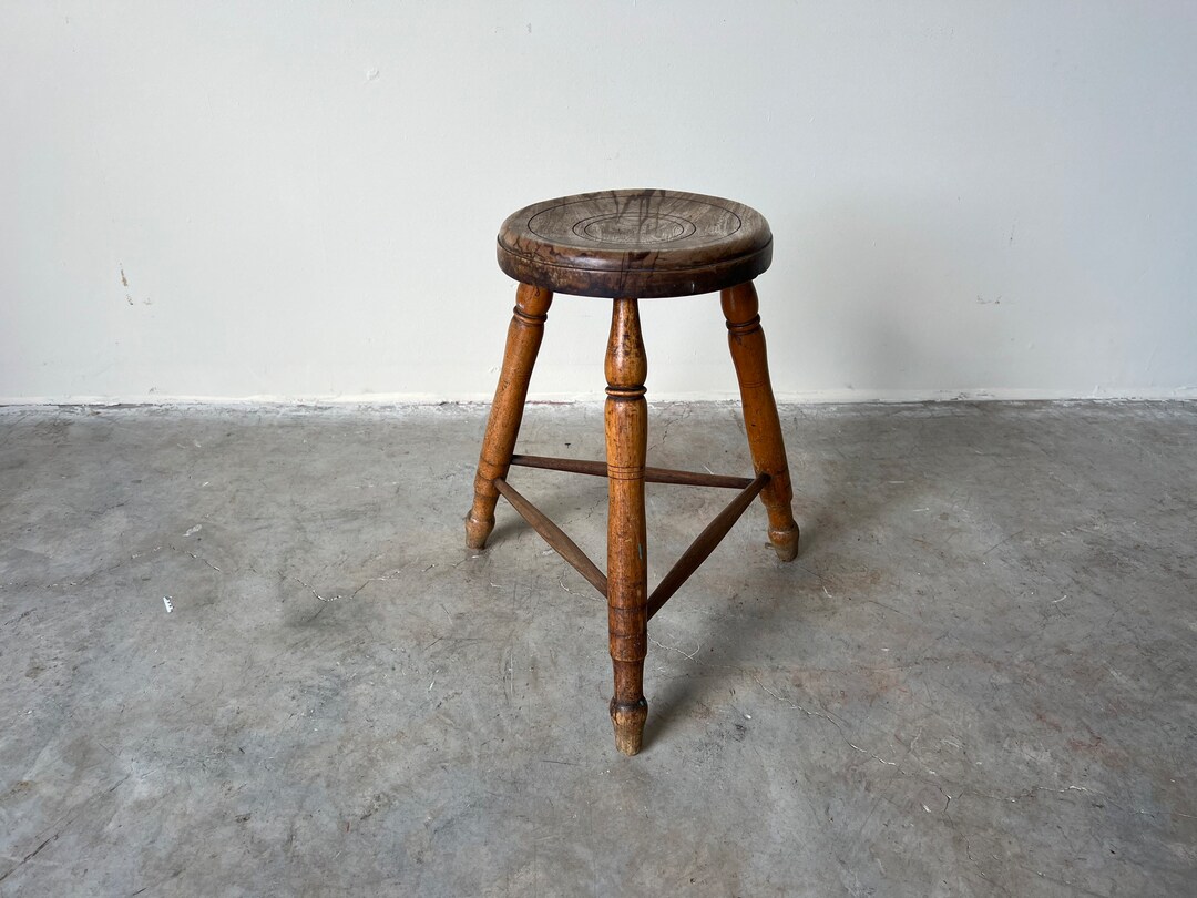Vintage French Country - Style Three Legged Stool - Etsy