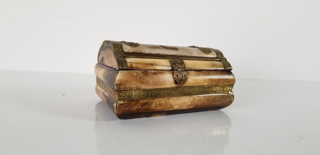 Vintage Indian Camel Bone With Brass Trinket Box . - Etsy