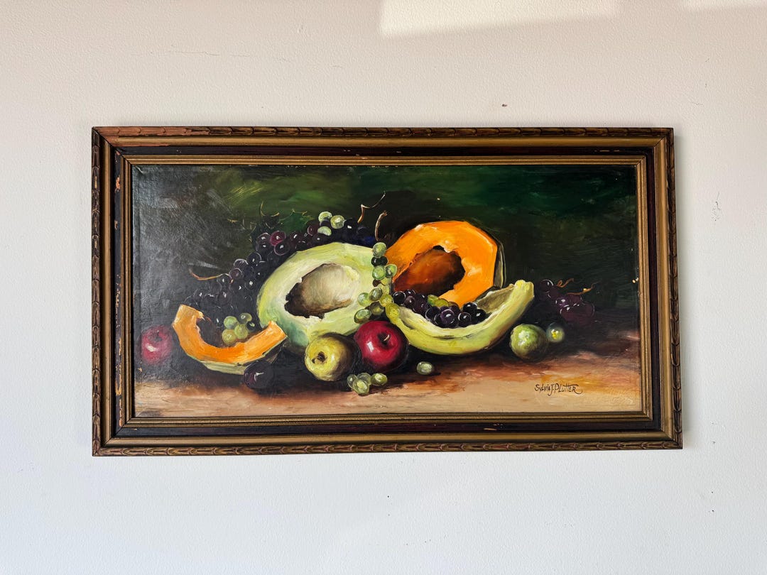 1970s Vintage Still Life Fruit Oil Painting by Sylvia J. Plutter - Etsy