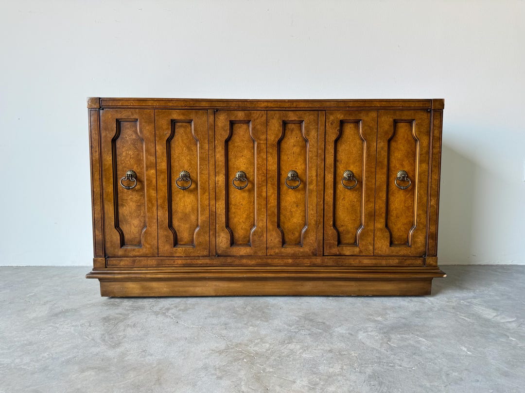 70's Hollywood Regency Burl Wood Buffet by Mastercraft Furniture ...
