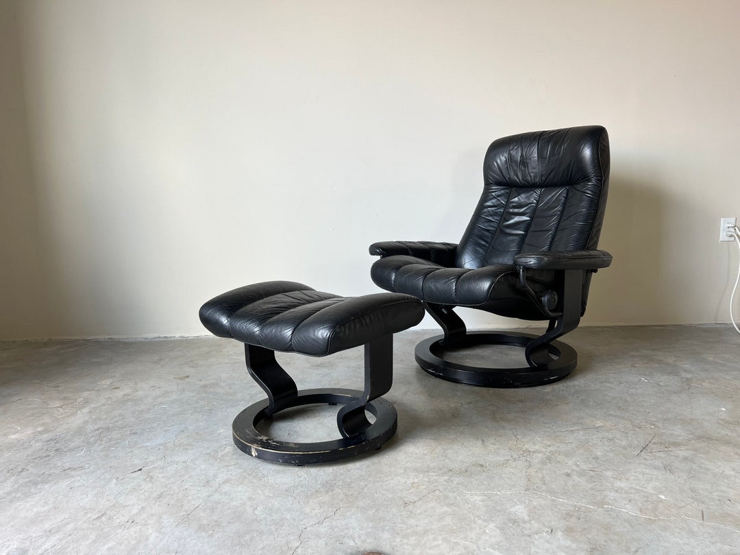 Ekornes Stressless Leather Recliner Chair & Ottoman - Etsy