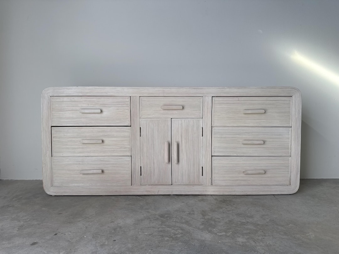 1970s Vintage Gabriella Crespi Style Pencil Reed Rattan Dresser - Etsy