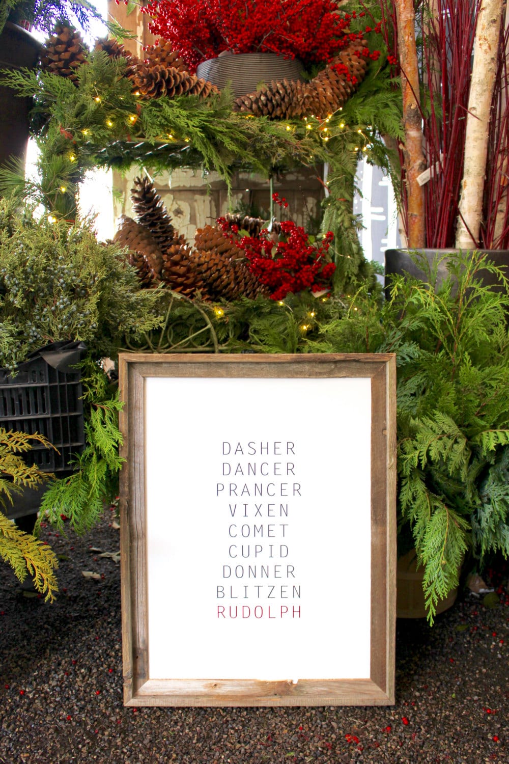 Reindeer Christmas Sign Barnwood Frame Rustic Christmas - Etsy