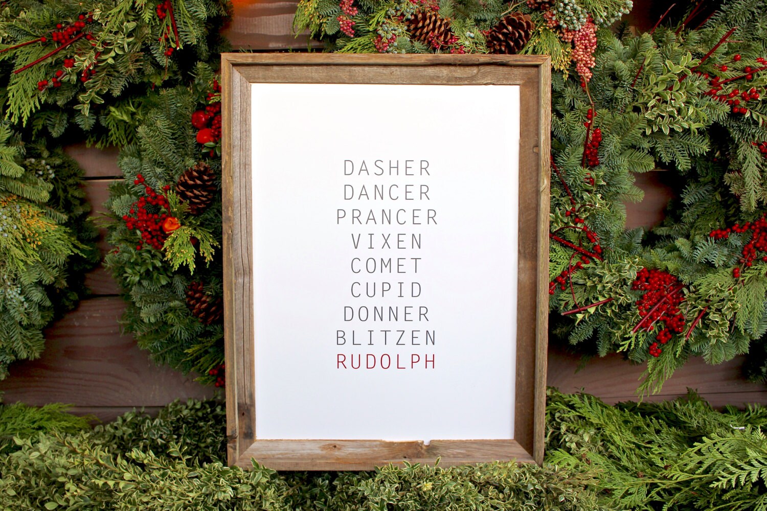 Reindeer Christmas Sign Barnwood Frame Rustic Christmas - Etsy