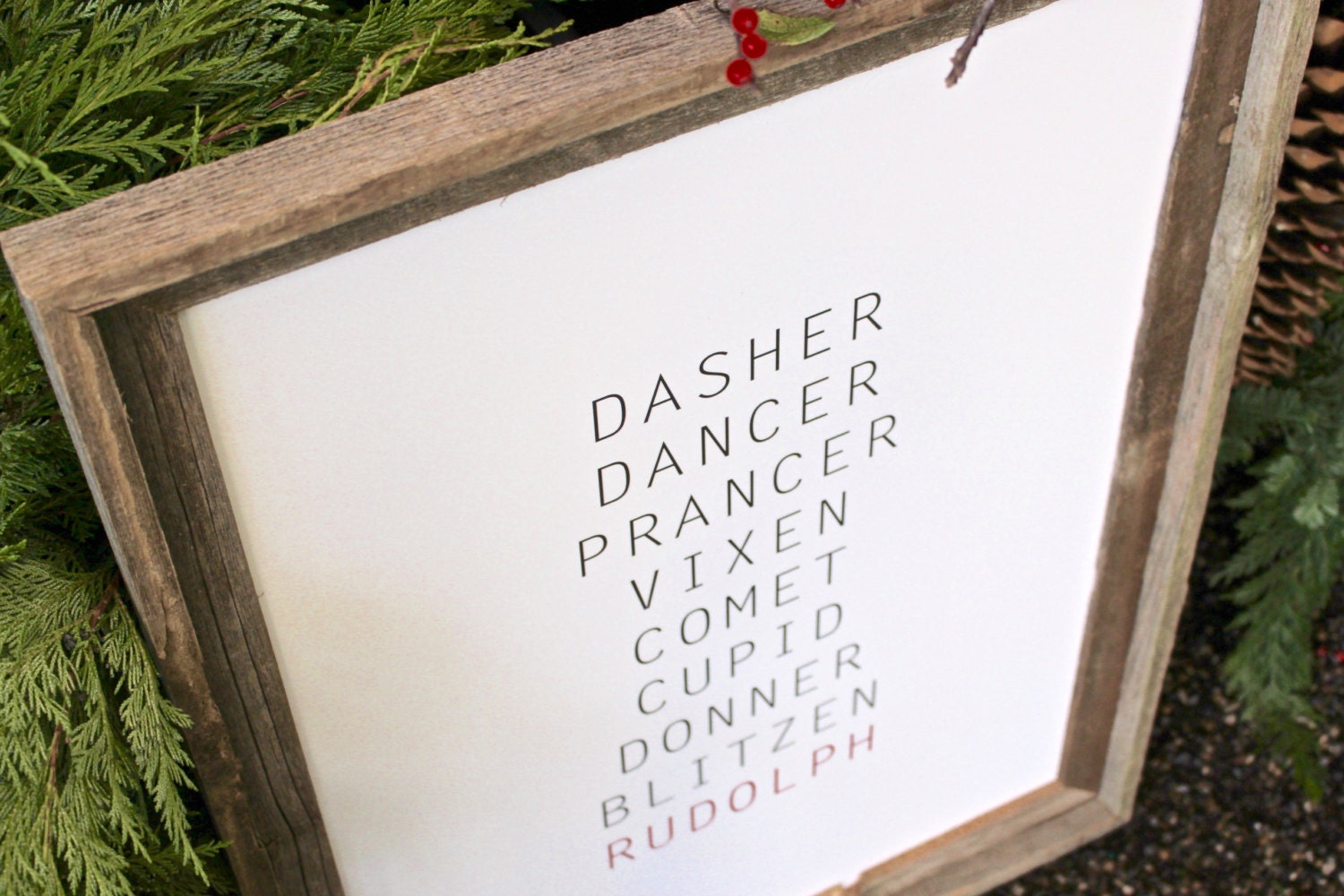 Reindeer Christmas Sign Barnwood Frame Rustic Christmas Decor Holiday ...