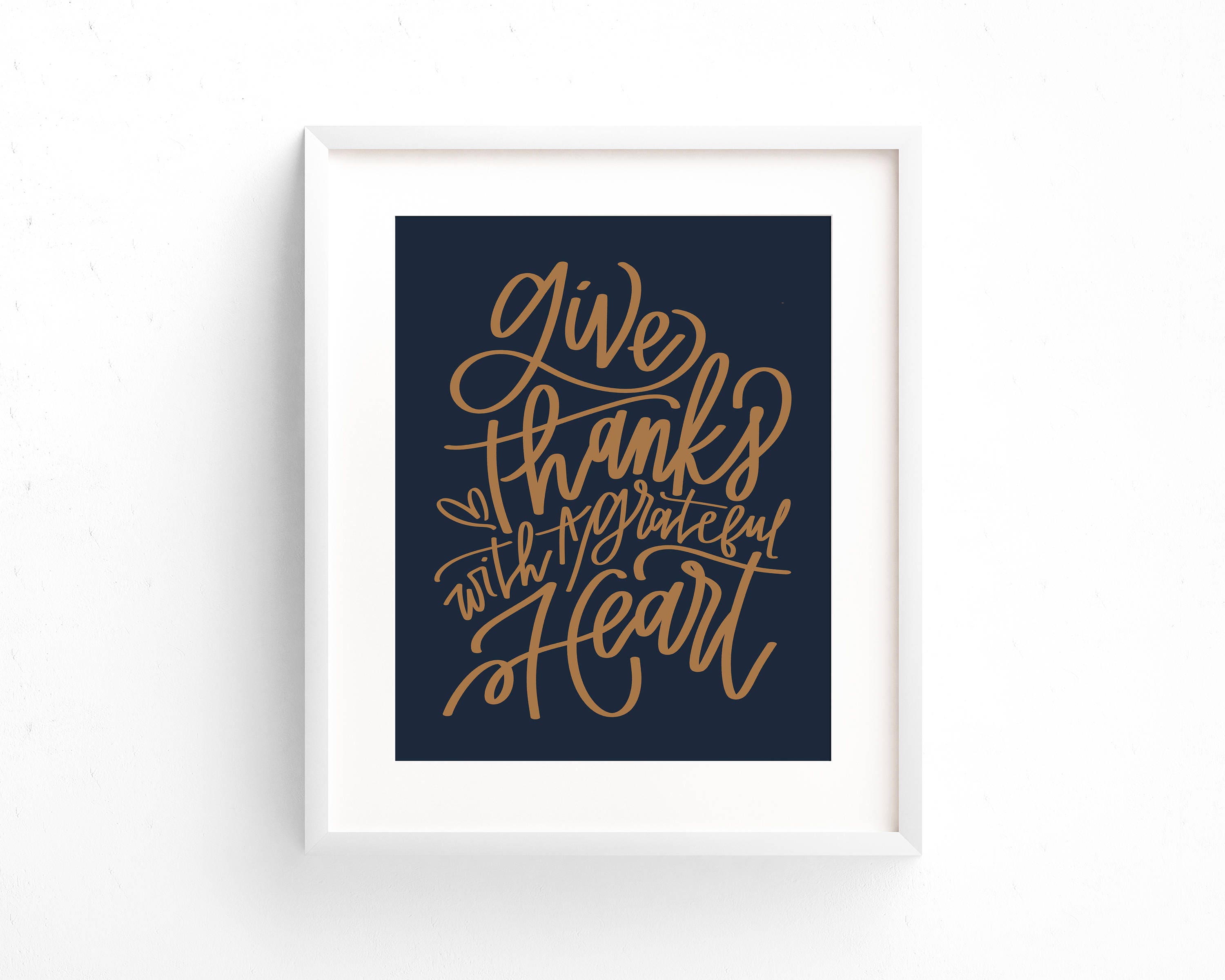 Give Thanks Print Thanksgiving Art Grateful Heart Autumn Fall October ...