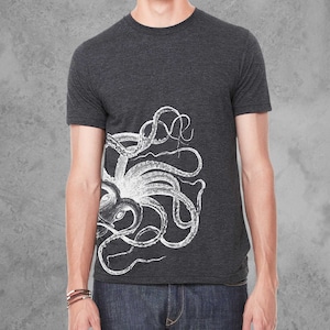 Octopus Shirt, Graphic Tees for Men, Black Octopus Tshirt, Mens ...