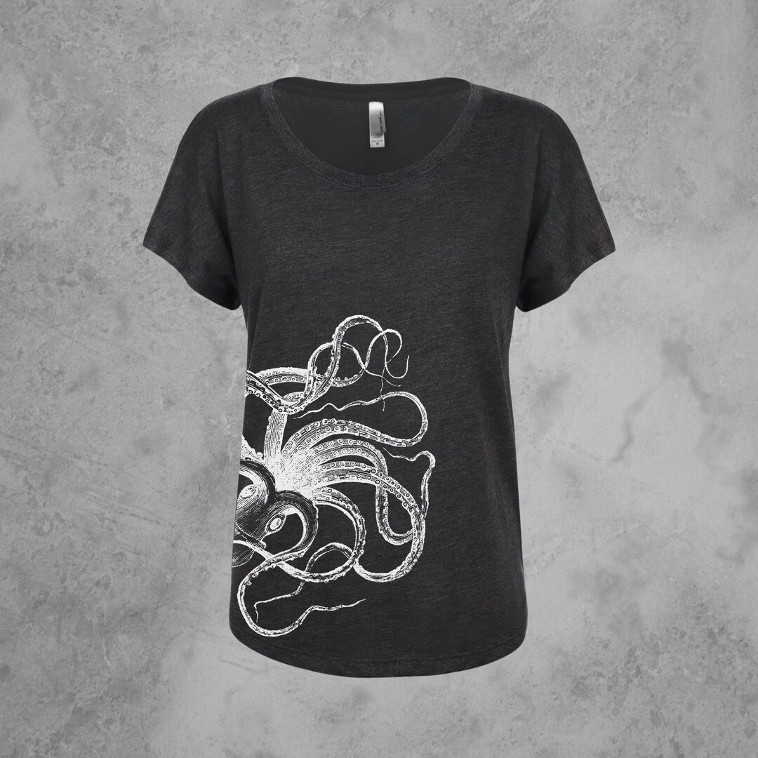 Womens Tshirts Scoop Neck, Octopus Graphic Tee Shirt: Dolman Sleeve ...