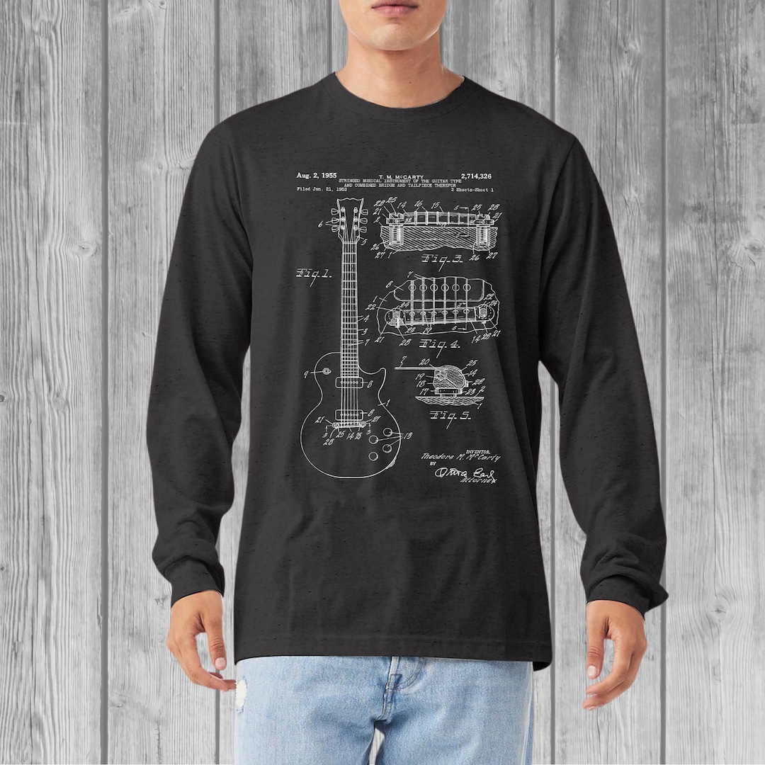 Longsleeve Guitar Shirt Gifts for Men, Graphic Long Sleeve Tees for Men ...