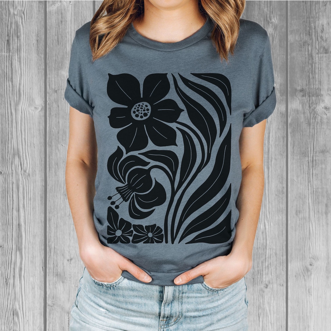 Artistic Floral Tshirts for Women, Modern Chic Cute Cool Tees, Modern ...