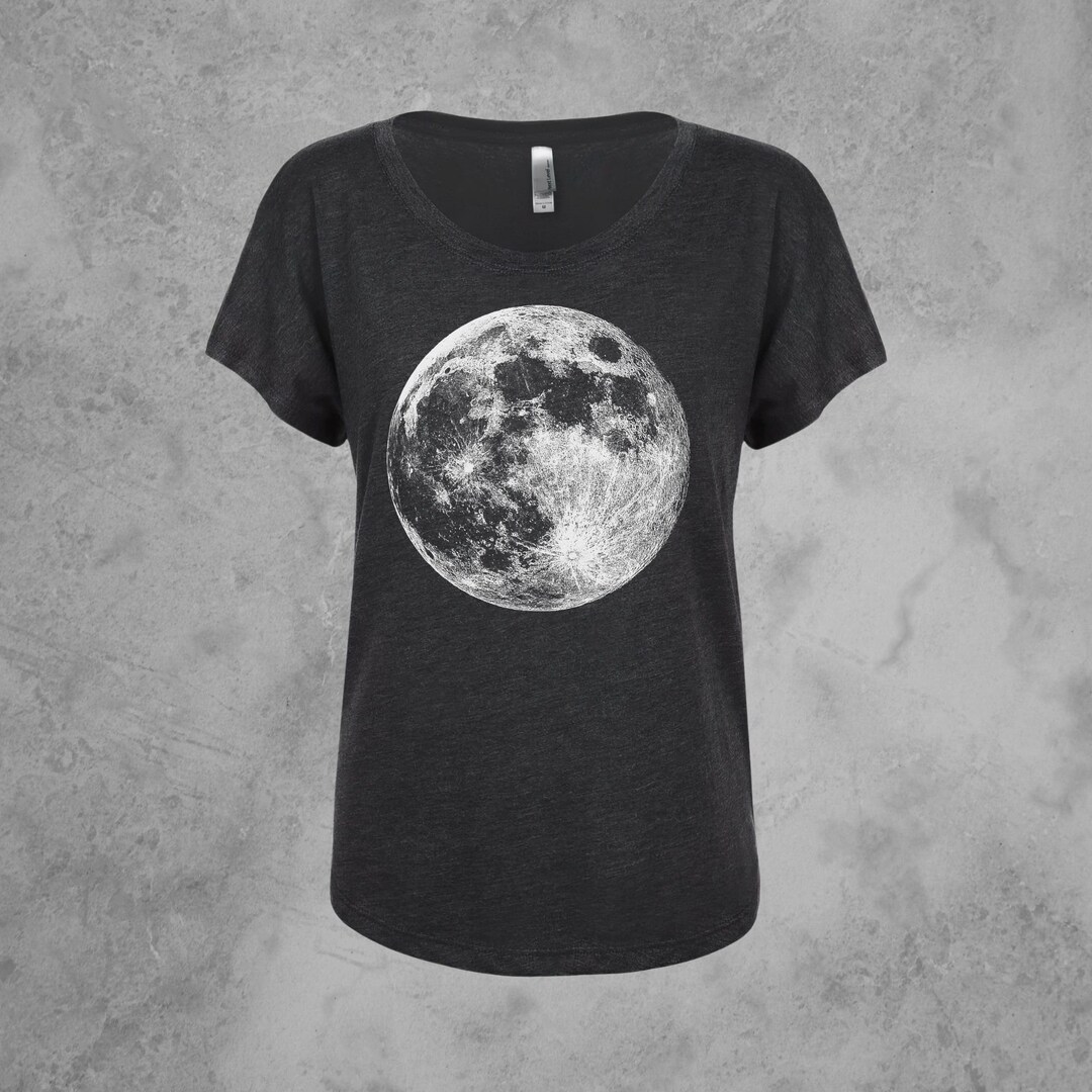 Moon Womens Tshirts Scoop Neck, Full Moon Graphic Tee, Dolman Sleeve ...