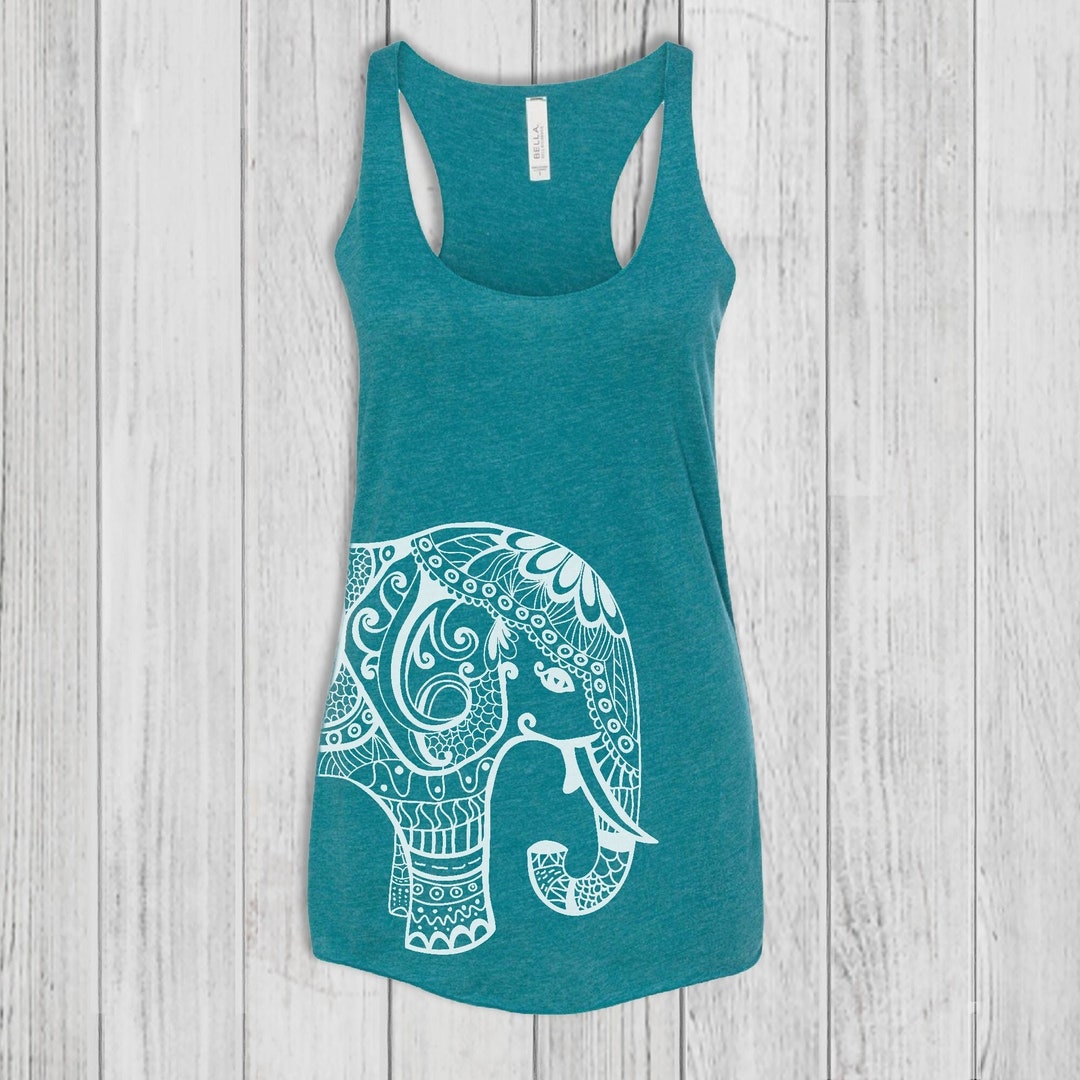 Elephant Racerback Tank Tops for Women, Boho Tanks, Ethnic Cute ...