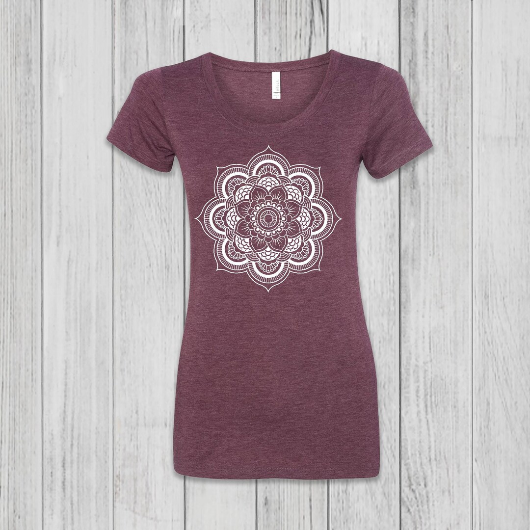 Mandala Tshirt Graphic Tees for Women Fitted Yoga Tee Soft - Etsy