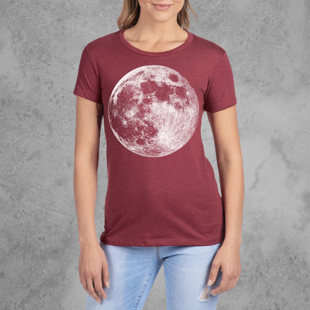 Moon Shirt Women Full Moon Graphic Tees for Women Maroon Red - Etsy
