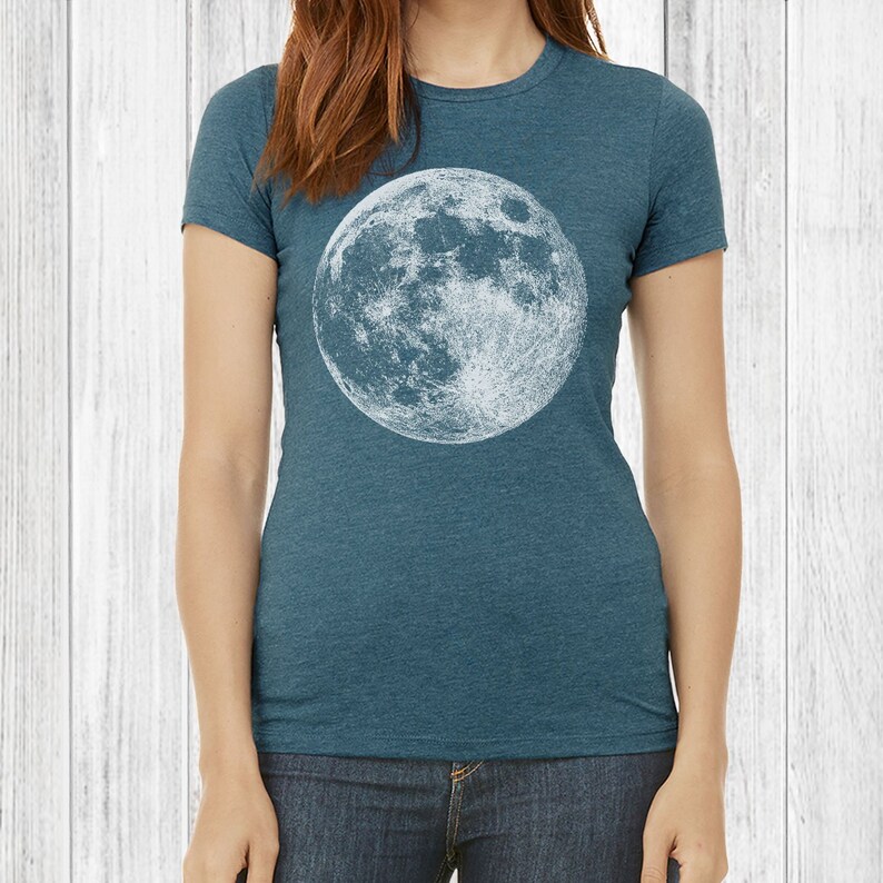 Full Moon Shirt for Women Celestial Graphic Tees Screen | Etsy
